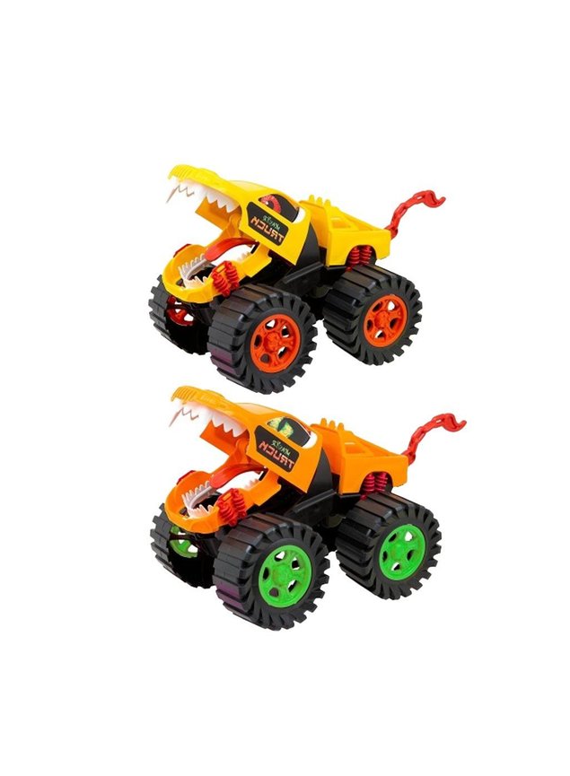 Kit Brinquedo Monster Truck Wolf Carrinho Miniatura Fricção 29,5cm
