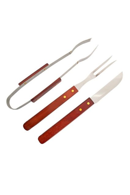 Kit Conjunto de Facas Para Churrasco Madeira e Inox 3 Peças