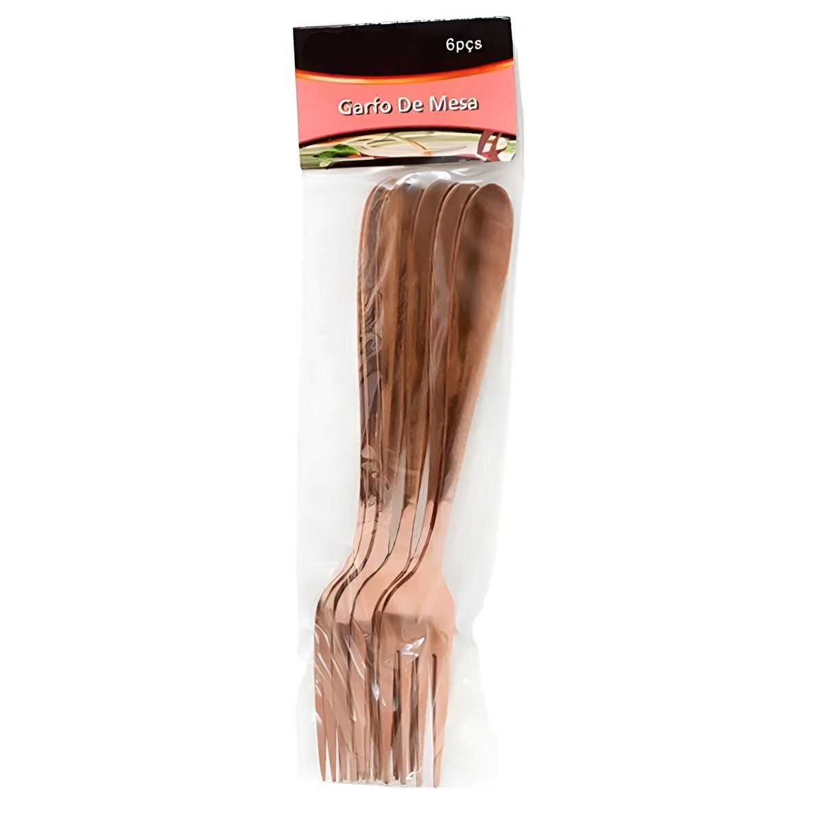 Conjunto 6pçs Garfos De Mesa Inox Rose Gold Luxo Rústico