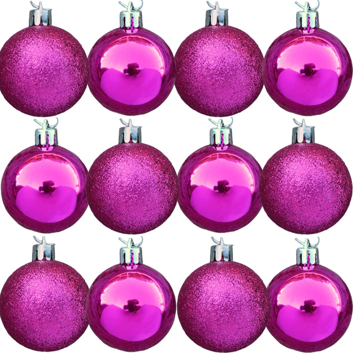 Kit 12 Bolas De Natal Enfeite Para Árvore Natal Rosa De 50mm