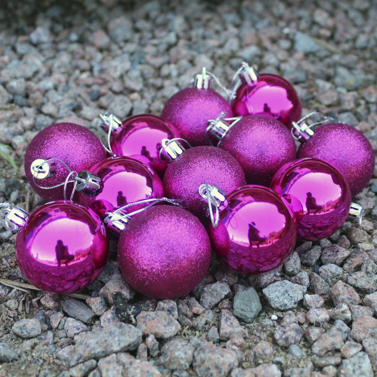 Kit 12 Bolas De Natal Enfeite Para Árvore Natal Rosa De 50mm